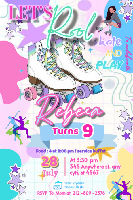 Copy of let's rooll party let's roll invitation party temple flayer ...