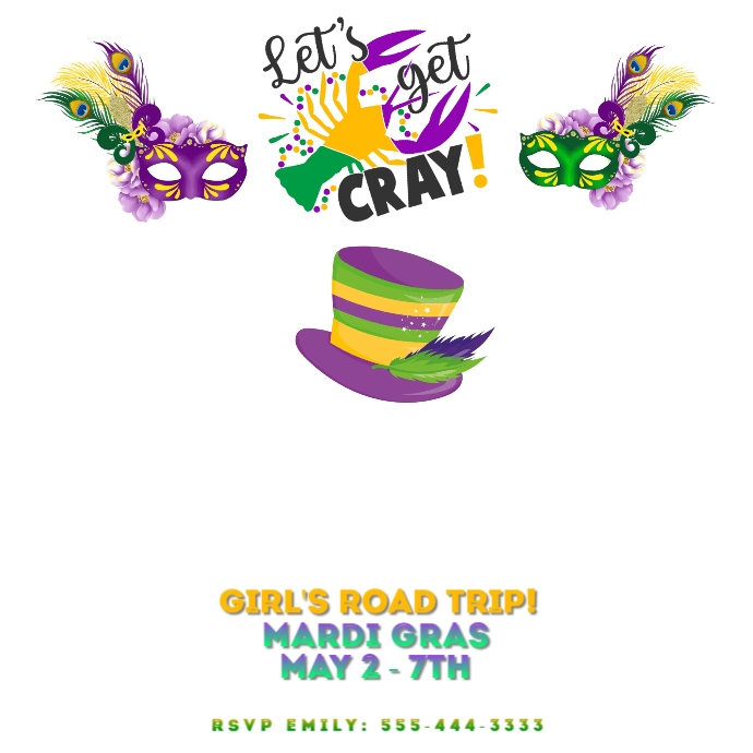 Copy of Let's Get Cray! Mardi Gras | PosterMyWall