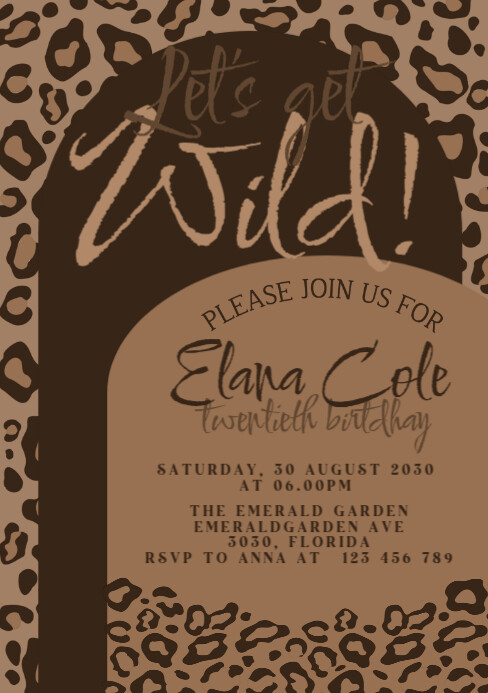 Let's get wild leopard print birthday invitation Template | PosterMyWall