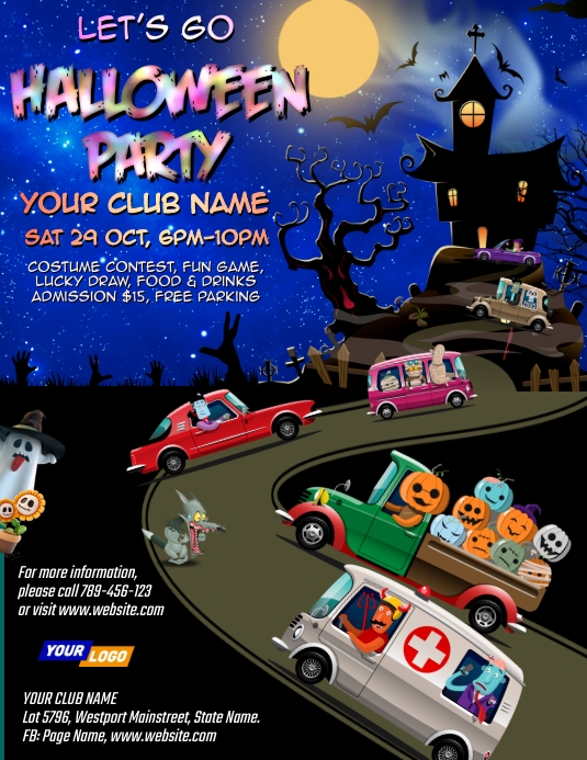 Let's Go Halloween Party Flyer Design Template | PosterMyWall