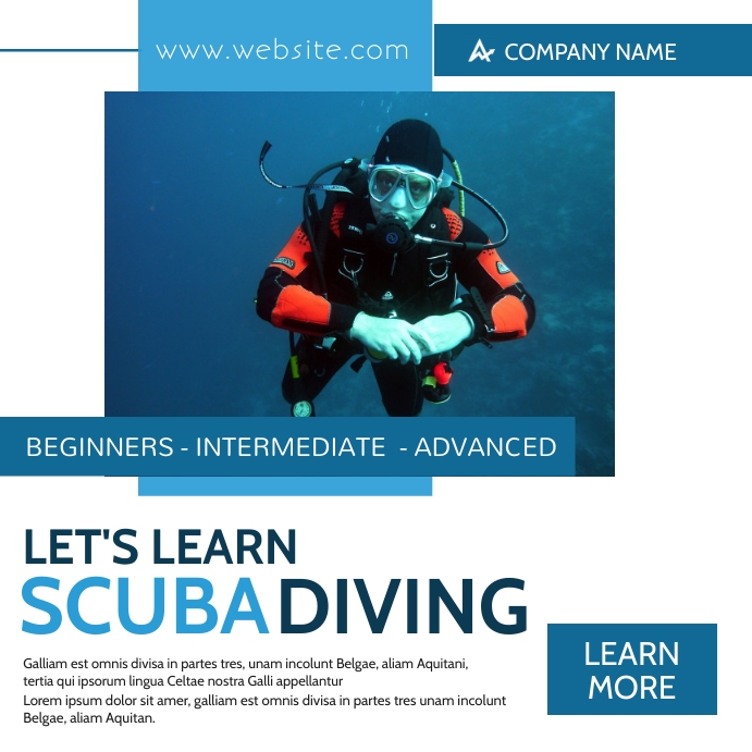 Copy of let's learn scuba diving template design blue | PosterMyWall