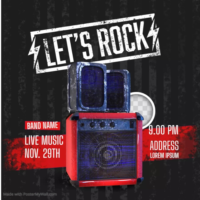 Let's rock party design flyer Template | PosterMyWall