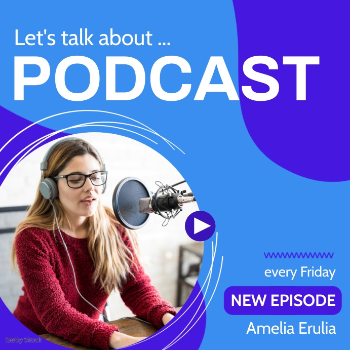 Copy of let's talk about podcast blue and purple colo | PosterMyWall