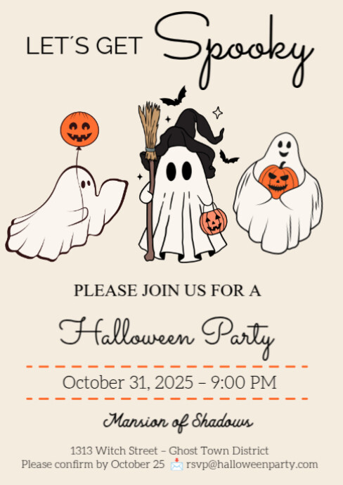 Copy of Lets Get Spooky Ghost Party Invitation | PosterMyWall