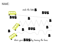 Letter B Bus Tracing Worksheet B Printable Template | PosterMyWall