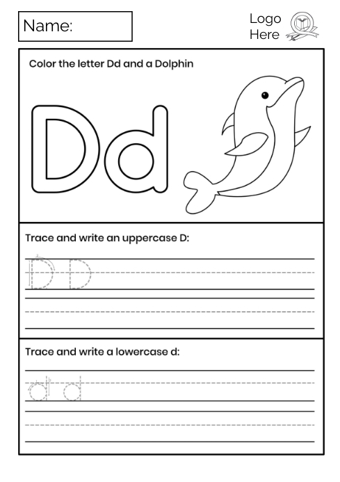 Copy of Letter D Tracing Practice with Coloring | PosterMyWall