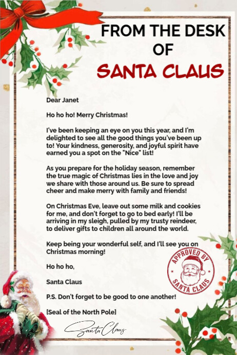 Copy of Letter from Santa Claus | PosterMyWall