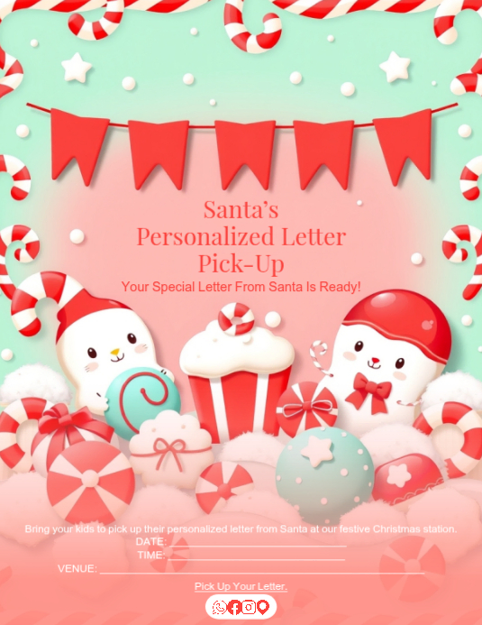 Letter From Santa Pick-Up Event Flyer | Kids Personalized Christmas ...
