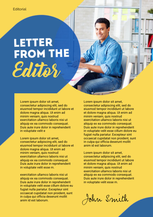 Copy of Letter from the editor page layout | PosterMyWall