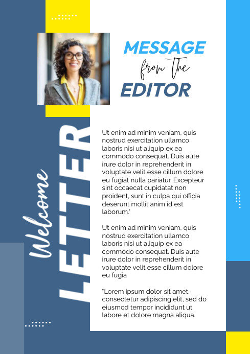 Copy of Letter from the editor page template | PosterMyWall
