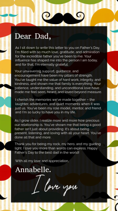 Letter to my father Template | PosterMyWall