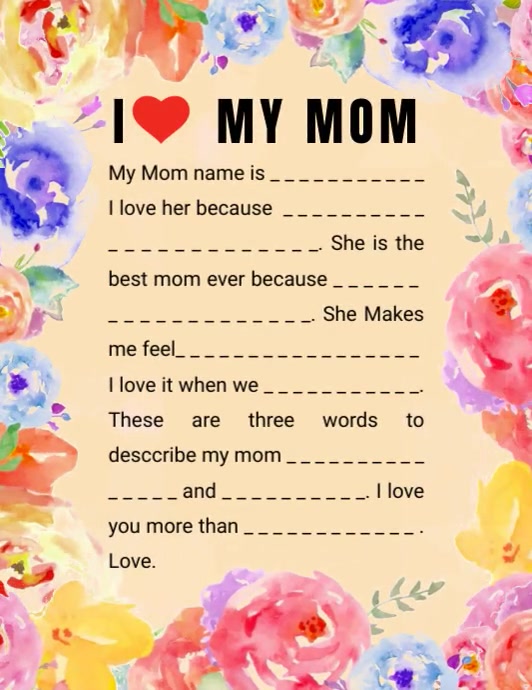 Letter To my Mom on Mother's Day Flyer Template | PosterMyWall