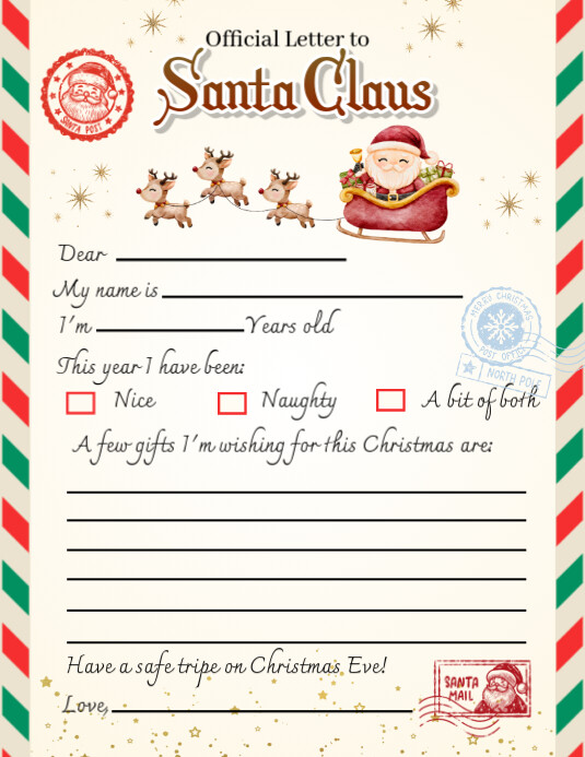 Letter To Santa Claus Template | PosterMyWall