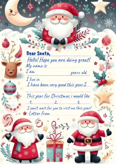 Letter to Santa worksheet Template | PosterMyWall