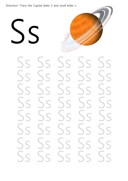 Letter Tracing Capital S small s Template | PosterMyWall