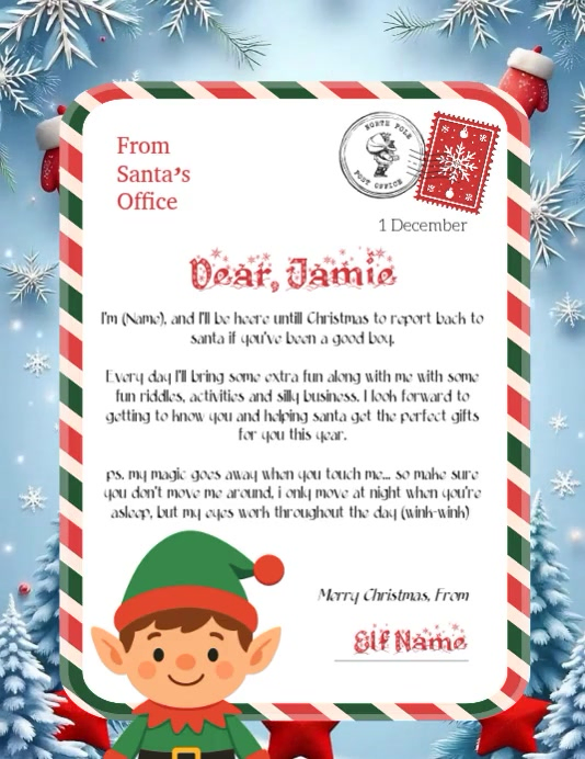 Modèle letters from elf on the shelf | PosterMyWall