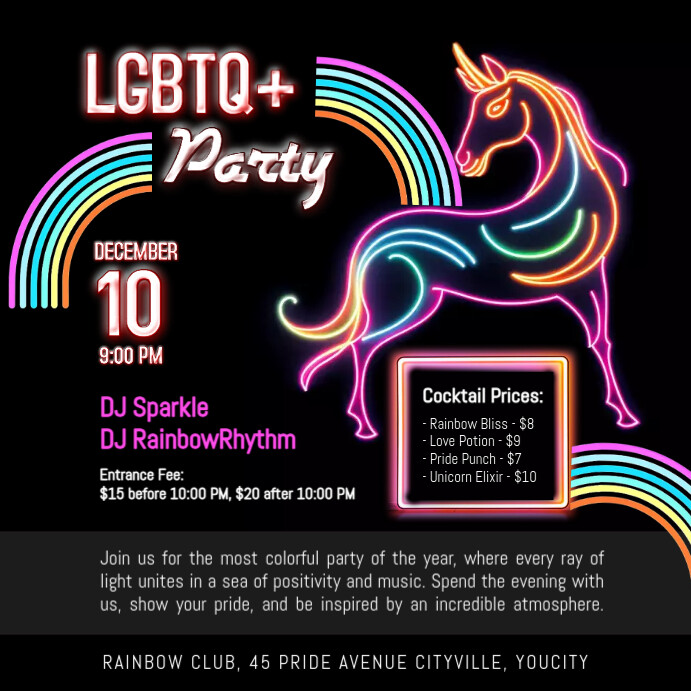 LGBTQ+ party template | PosterMyWall