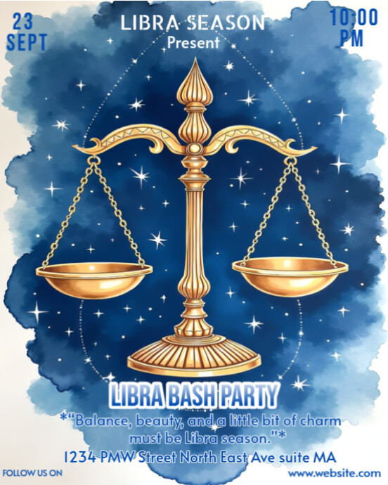 Plantilla de Libra bash party flyer | PosterMyWall