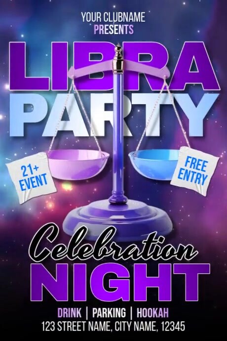 Plantilla de Libra Party Celebration Night | PosterMyWall