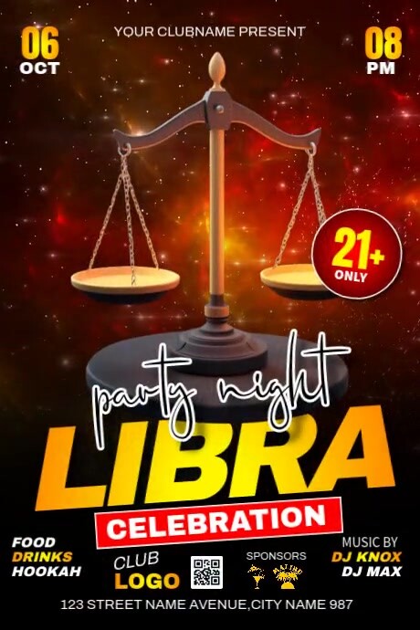 Libra Party Night Template | PosterMyWall