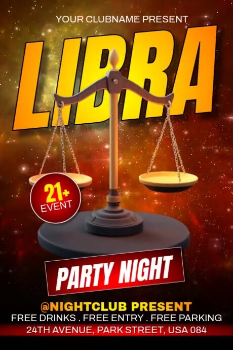 Libra Party Night Template | PosterMyWall