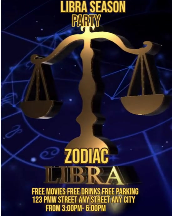 Libra season bash party video flyer Template | PosterMyWall