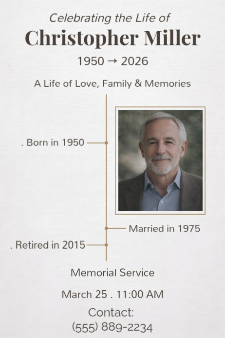Life Timeline Funeral Flyer – Memorial Journey Template | PosterMyWall