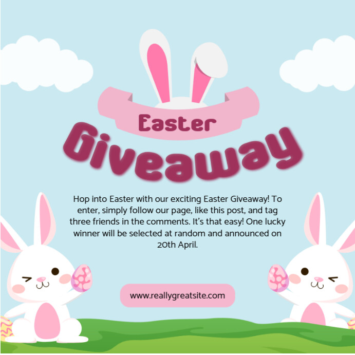 Light Blue Illustrated Easter Giveaway Facebook Post Template ...