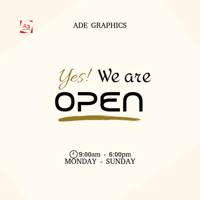 Copy of Light Cream Modern "We are open" Design for Instagram Post ...