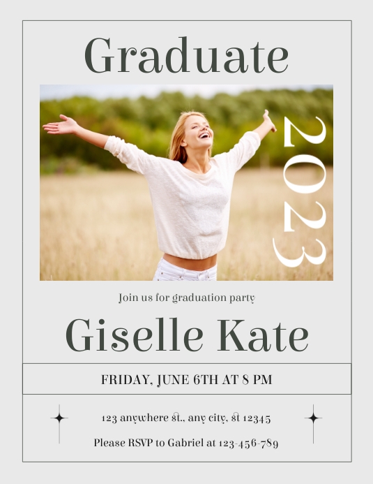 Light Gray Graduation Party Invitation Template | PosterMyWall