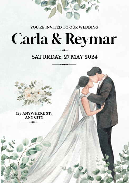 Light Green Wedding Invitation Template | PosterMyWall