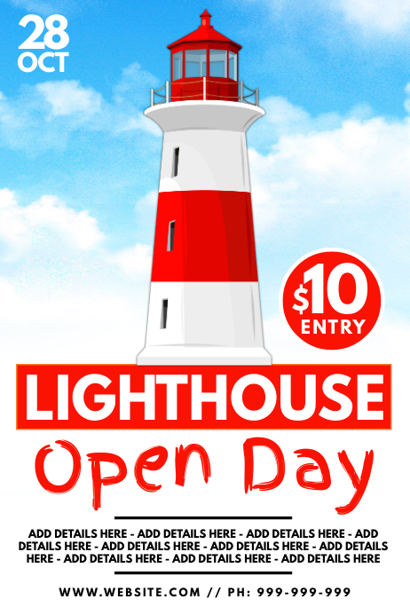 Lighthouse Open Day Poster Template | PosterMyWall