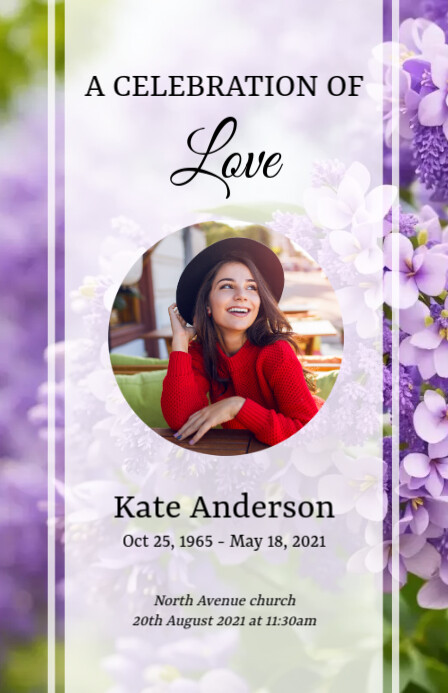Lilac Flower Funeral Invitation Template | PosterMyWall