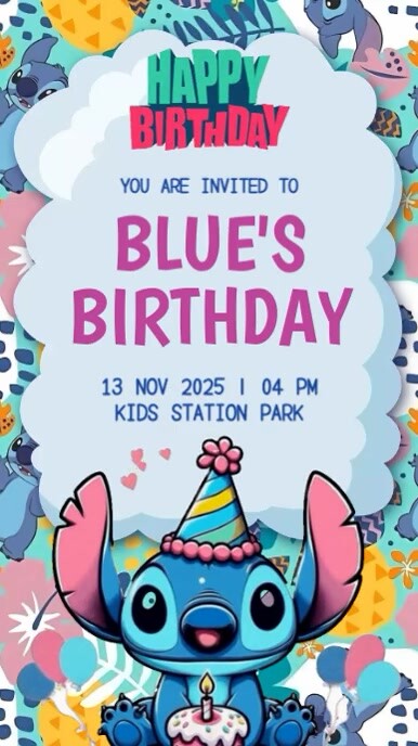 Lilo & Stitch Theme Birthday Invitation Template | PosterMyWall