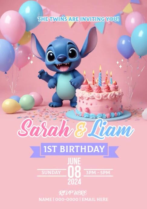 lilo and stitch birthday invitation Template | PosterMyWall