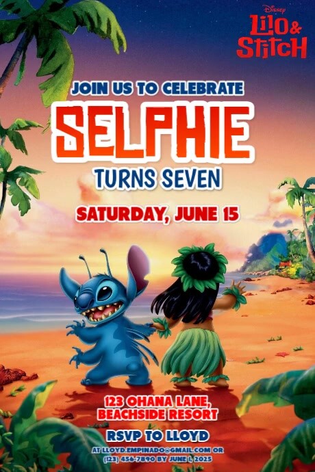Lilo and Stitch Birthday Poster Template | PosterMyWall