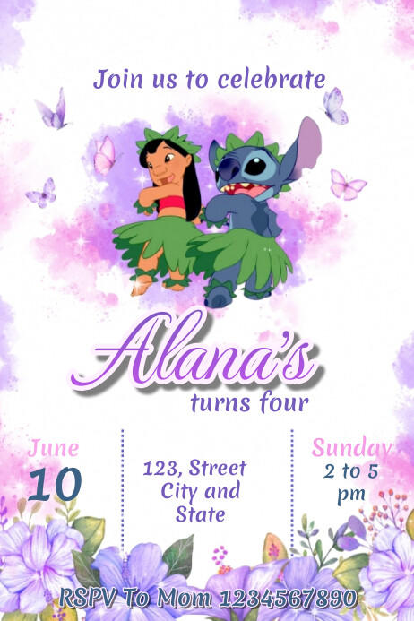 Lilo and Stitch invitation Template | PosterMyWall
