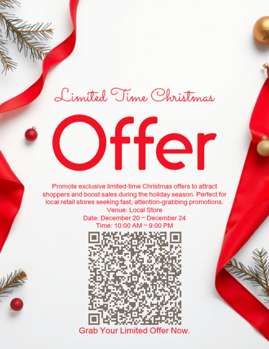 Limited Time Christmas Offer Flyer Template – Editable Retail Promotion ...