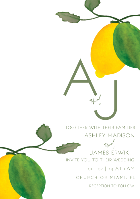 Limon Lemon Lime Wedding Invitation Template | PosterMyWall