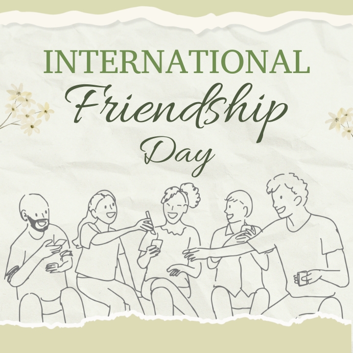 Line Art International Friendship Day Post Template | PosterMyWall