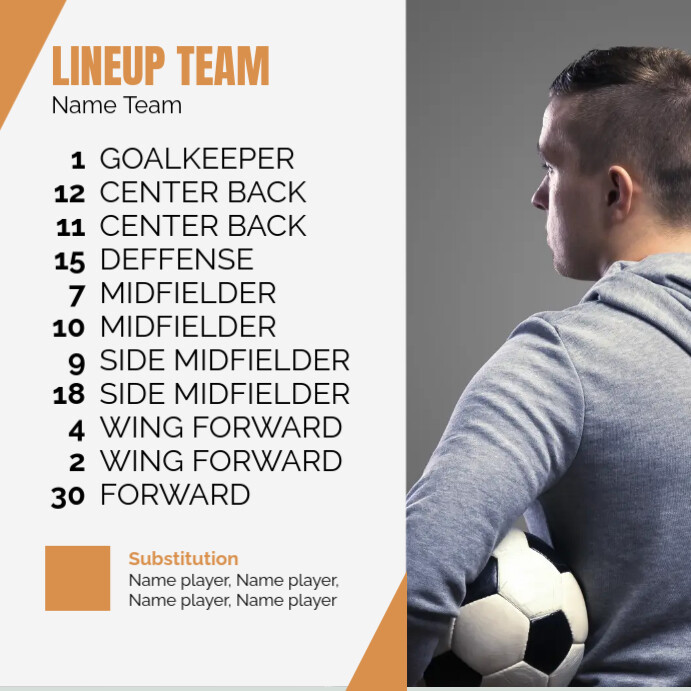 Lineup Team Football Instagram Post Template | PosterMyWall