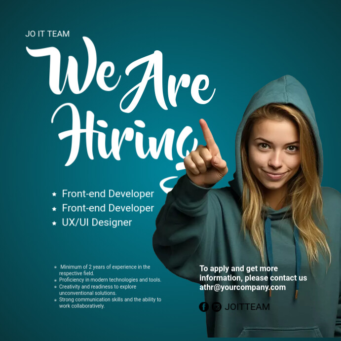 LinkedIn Post we are hiring Template | PosterMyWall