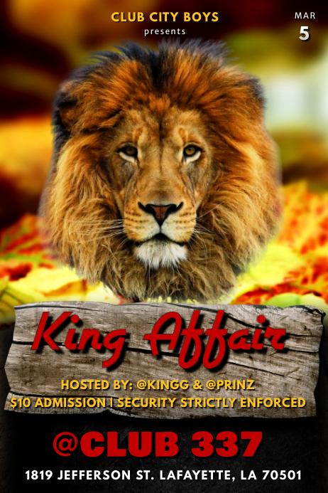Copy of LION KING CLUB FLYER TEMPLATE | PosterMyWall