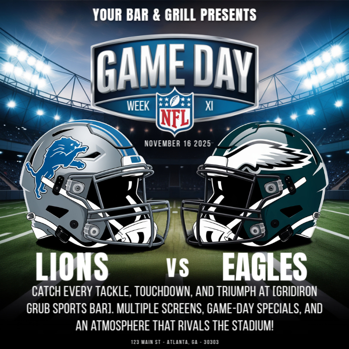 lions vs eagles.. nfl game day flyer. american football. instagram post ...