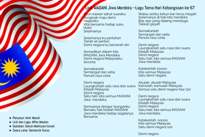 LIRIK LAGU MADANI JIWA MERDEKA Templat | PosterMyWall