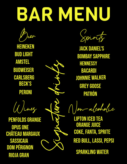 Copy of List-based Bar Menu Flyer (us Letter) | PosterMyWall