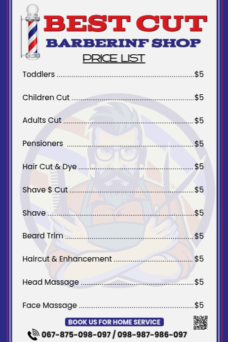 List-based Barbering Salon Design Template Poster | PosterMyWall
