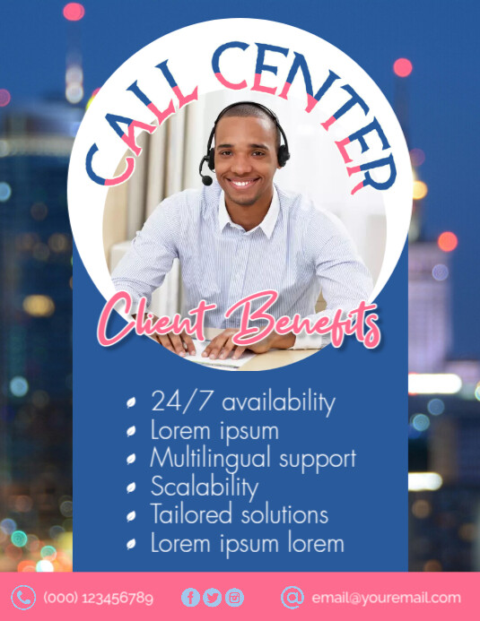 Copy of List-based Blue Call Center Flyer (us Letter) | PosterMyWall