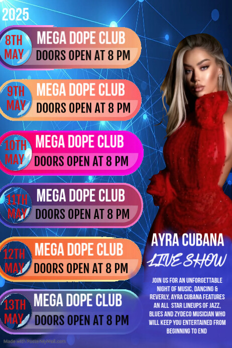 List-based Blue live show Poster Template | PosterMyWall