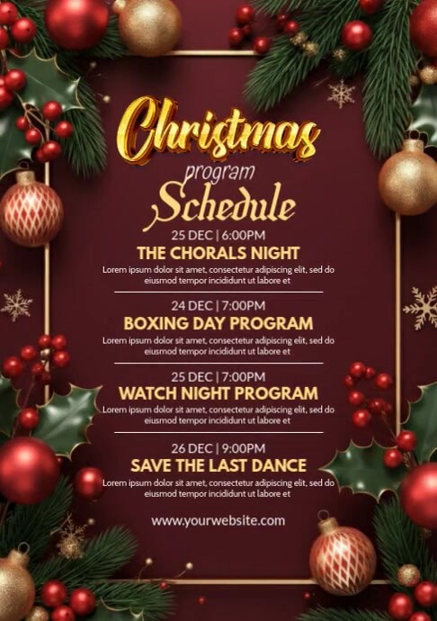 List-based Christmas Event Schedule Template A4 | PosterMyWall